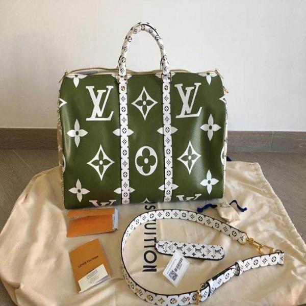 Louis Vuitton Keepall Bandouliere 50 Giant Monogram Green/Beige – The ...
